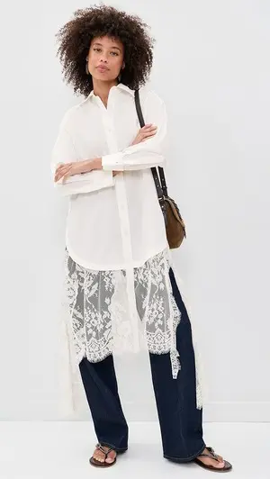 Zimmermann Valiant Lace Tunic Button Down Shirt
