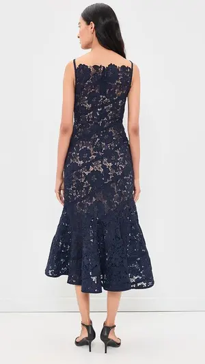 SELF-PORTRAIT Spiral Lace Midi Dress