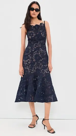 SELF-PORTRAIT Spiral Lace Midi Dress