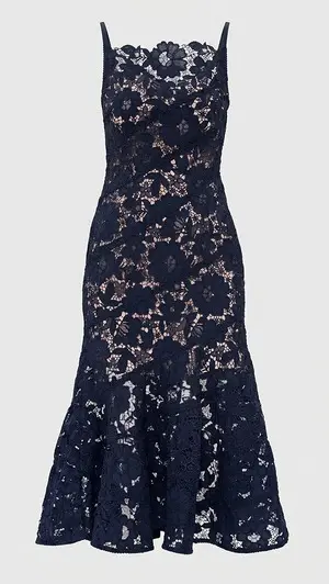 SELF-PORTRAIT Spiral Lace Midi Dress