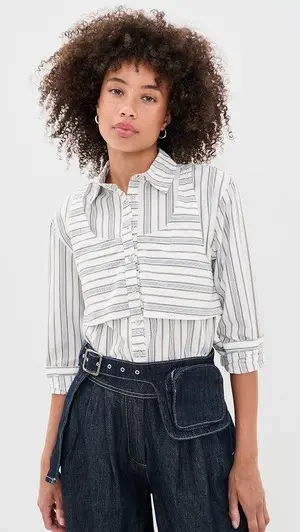 DAMSON MADDER Valeria Double Layered Button Down Shirt - Multi