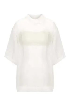 SWF High Collar Sheer Tee With Satin Bandeau - Pistachio