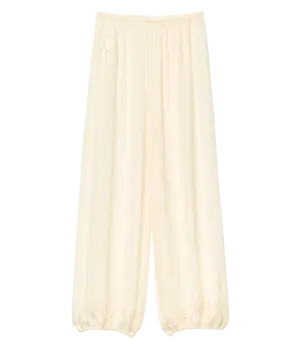 DÔEN Yaria Silk Georgette Balloon Leg Pants With Lace Detail