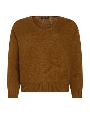 ARAGONA Woman Sweater Midnight Blue Size 4 Cashmere Beige