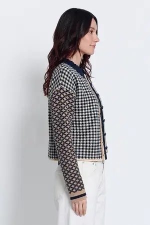 Central Park West Marlo Mixed Check Cardigan