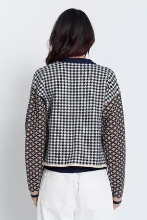 Central Park West Marlo Mixed Check Cardigan