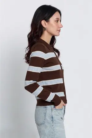 Central Park West Quinn Striped Sheer Button Up