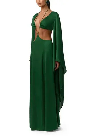 Naked Wardrobe Cutout Satin Maxi Dress