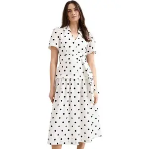 PHASE EIGHT Adele Short Sleeve Midi Dress - Black/ivory