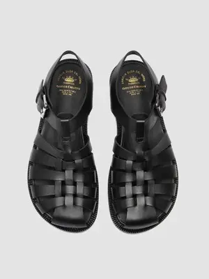 Officine Creative Woven Fisherman Leather Sandals - Black