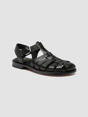 Officine Creative Woven Fisherman Leather Sandals - Black