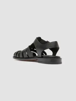 Officine Creative Woven Fisherman Leather Sandals - Black