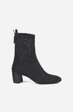 Agl Stretch Ankle Boot With Block Heel - Black Lace
