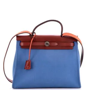 Hermès Herbag Zip Leather And Toile 31 - Blue