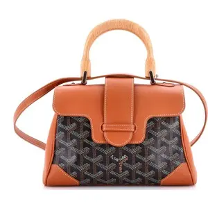 Goyard Saigon Top Handle Bag Coated Canvas With Leather Mini - Brown