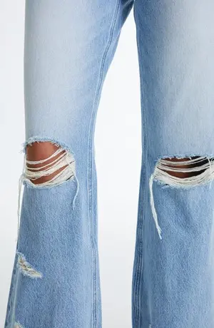 BAYEAS Released Hem Ripped High Waist Bootcut Jeans