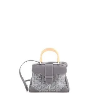 Goyard Saigon Top Handle Bag Coated Canvas With Leather Mini - Grey
