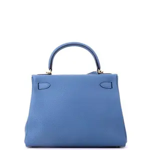 Hermès Kelly Handbag Togo With Gold Hardware 28 - Blue