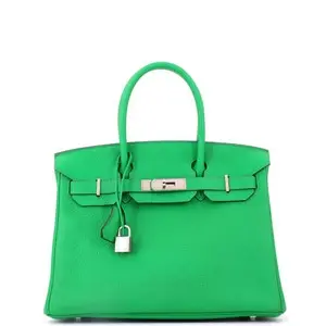 Hermès Birkin Handbag Clemence With Palladium Hardware 30 - Green