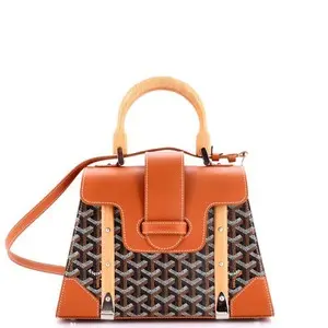 Goyard Saigon Top Handle Bag Coated Canvas With Leather Pm - Brown