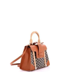 Goyard Saigon Top Handle Bag Coated Canvas With Leather Pm