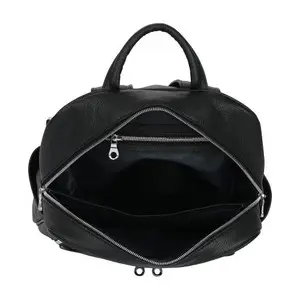 LUIS STEVEN Italian Pebble Leather Backpack - Black