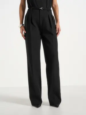 Manière De Voir Julie Tailored Twin Pleat Pants Black
