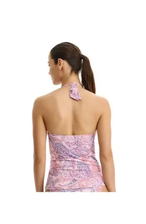 GOTTEX Boho Bloom Halter Tankini Top - Pink-multi