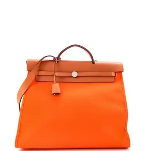 Hermès Herbag Zip Leather And Toile 39 - Orange