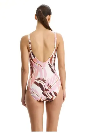 GOTTEX Island Breeze Square Neck One Piece - Brown-pink