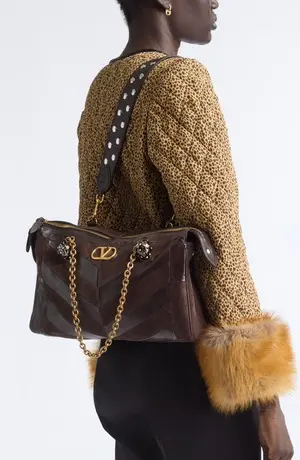 Valentino Garavani Medium Panthea Leather & Suede Shoulder Bag