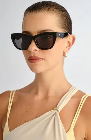 Le Specs Lumen Polarized 53mm Cat Eye Sunglasses - Black