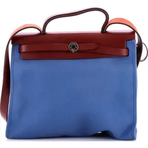 Hermès Herbag Zip Leather And Toile 31 Blue