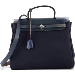 Hermès Herbag Toile And Leather Pm - Blue