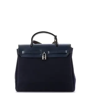 Hermès Herbag Toile And Leather Pm - Blue