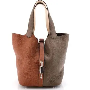 Hermès Picotin Lock Bag Tricolor Clemence Pm - Brown