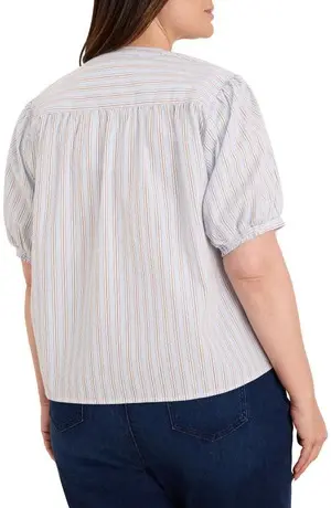 NIC+ZOE Eton Striped Band Collar Shirt