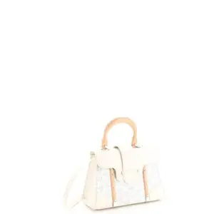 Goyard Structured Saigon Top Handle Bag Coated Canvas With Leather Mini - White