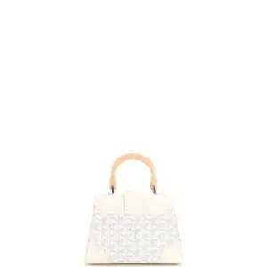 Goyard Structured Saigon Top Handle Bag Coated Canvas With Leather Mini - White