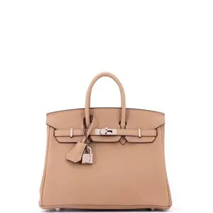 Hermès Birkin Handbag Brown Togo With Palladium Hardware 25 - Beige