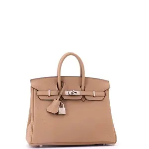 Hermès Birkin Handbag Brown Togo With Palladium Hardware 25