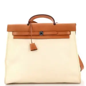 Hermès Herbag Zip Leather And Toile 39 - White