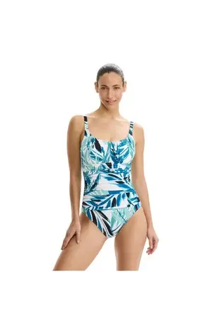 GOTTEX Island Breeze Shirred Peasant One Piece - Blue-multi