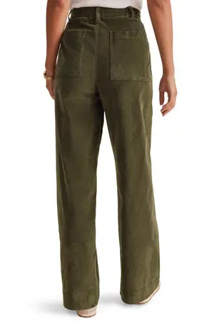 Splendid Colette Patch Pocket Wide Leg Corduroy Pants - Pine Green