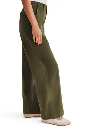 Splendid Colette Patch Pocket Wide Leg Corduroy Pants - Pine Green