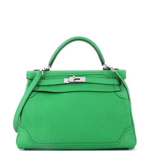 Hermès Kelly Ghillies Handbag Togo And Swift With Palladium Hardware 32 - Green