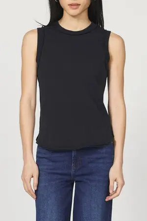 DEAR JOHN Zo Crew Neck Vintage Jersey Tank - Black