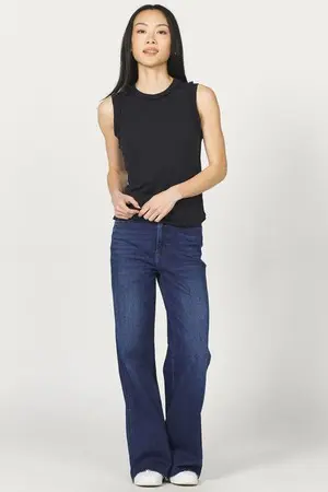 DEAR JOHN Zo Crew Neck Vintage Jersey Tank - Black