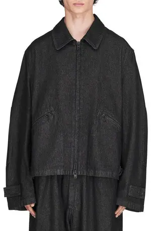 Y3 Zip Front Denim Jacket - Black