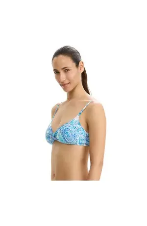 GOTTEX Boho Bloom V-neck Knot Bikini Top - Blue-multi